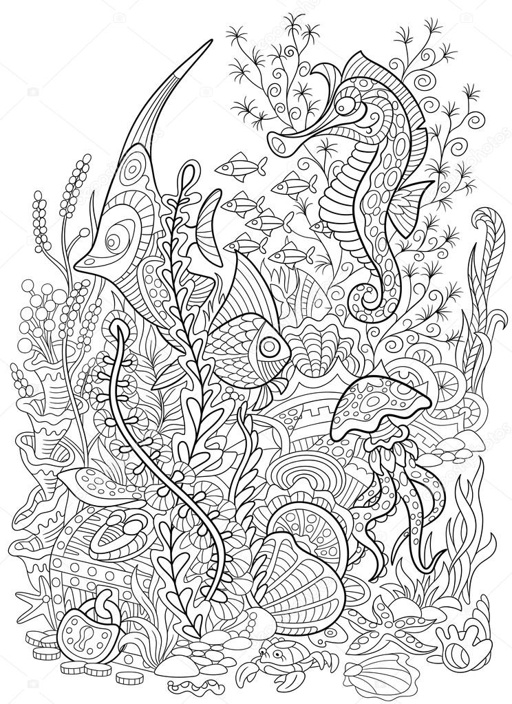 Zentangle 様式化された動物は、海のコレクションを設定します Zentangle 様式化された動物は、海のコレクションを設定します