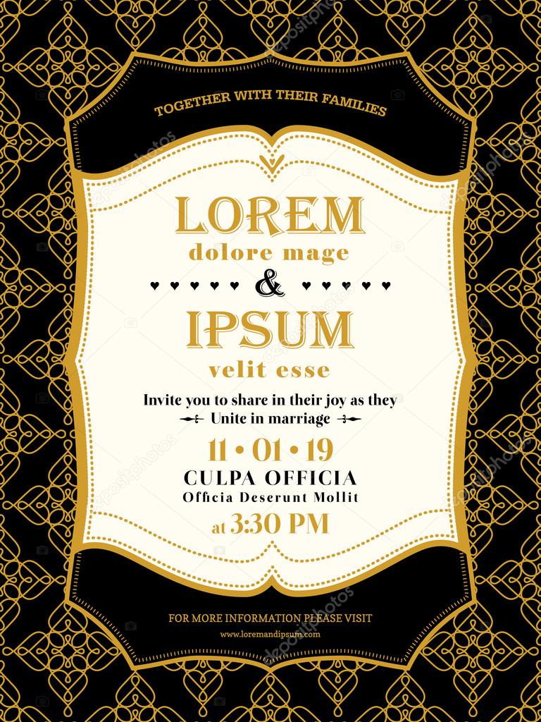 Vintage Wedding invitation border and frame template Stock Vector Image ...