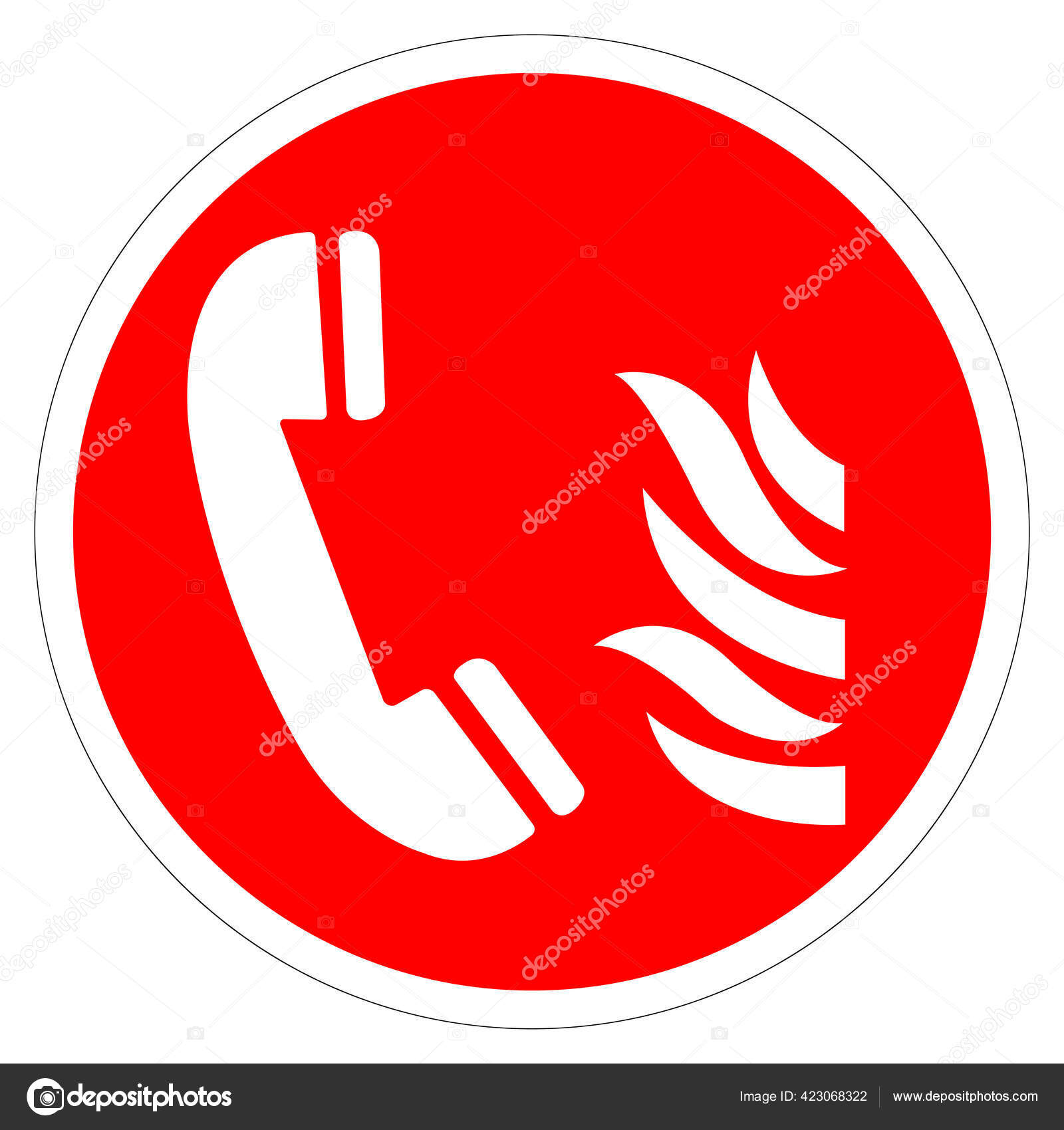 Fire Emergency Telephone Symbol Sign Vector Illustration Isolate White ...