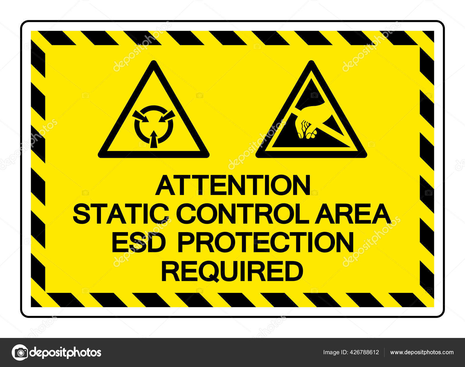 Static Control Area Esd Protection Required Symbol Sign Vector ...
