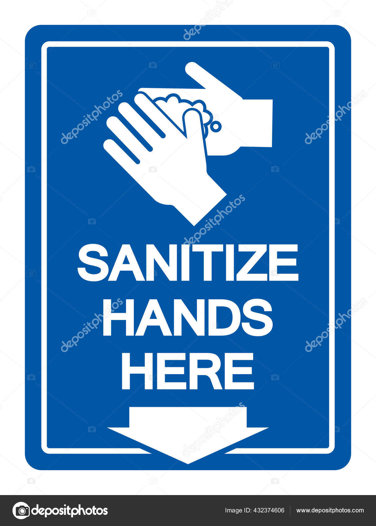 Sanitize Hands Here Symbol Sign Vector Illustration Isolate White ...
