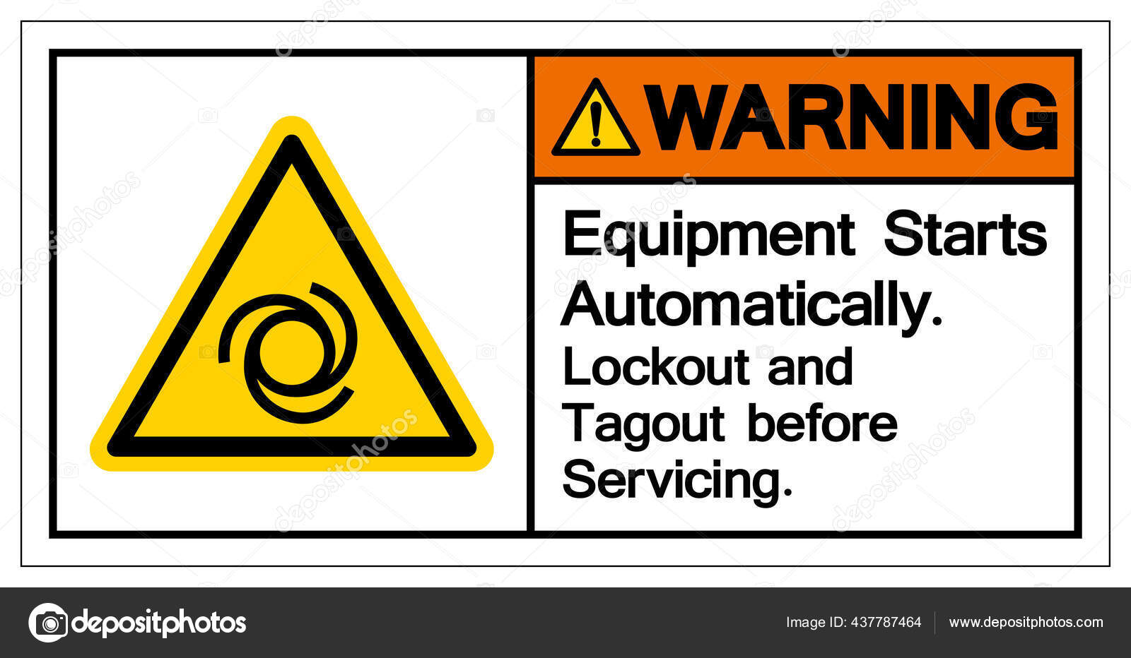 Warning Equipment Starts Automatically Lockout Tagout Servicing Symbol ...