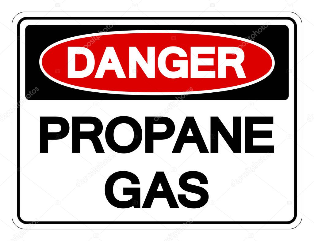 Peligro Signo de símbolo de gas propano, ilustración vectorial, aislado ...
