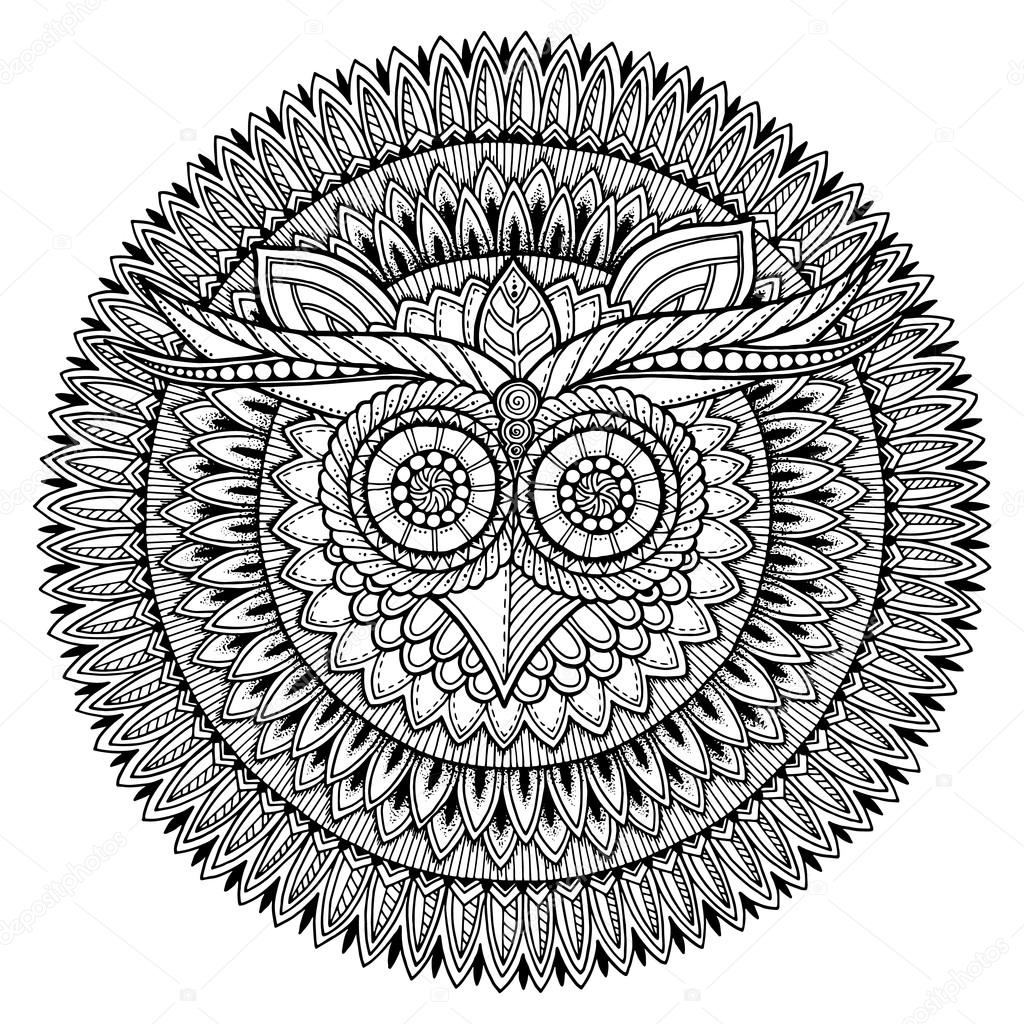 Abstract Owl Coloring Pages For Adults