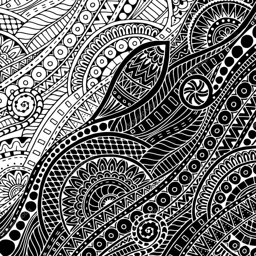 Ornamental ethnic black and white pattern. Can be used for wallpaper ...