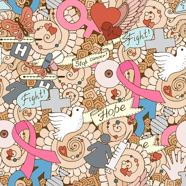 Breast cancer awareness month doodle illustration. Medical Background ...