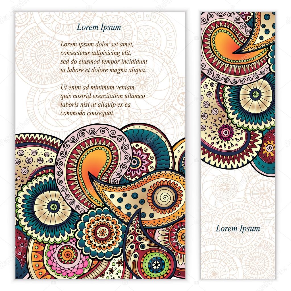 Set of doodle paisley posters for your business Stock Vector Image by ...