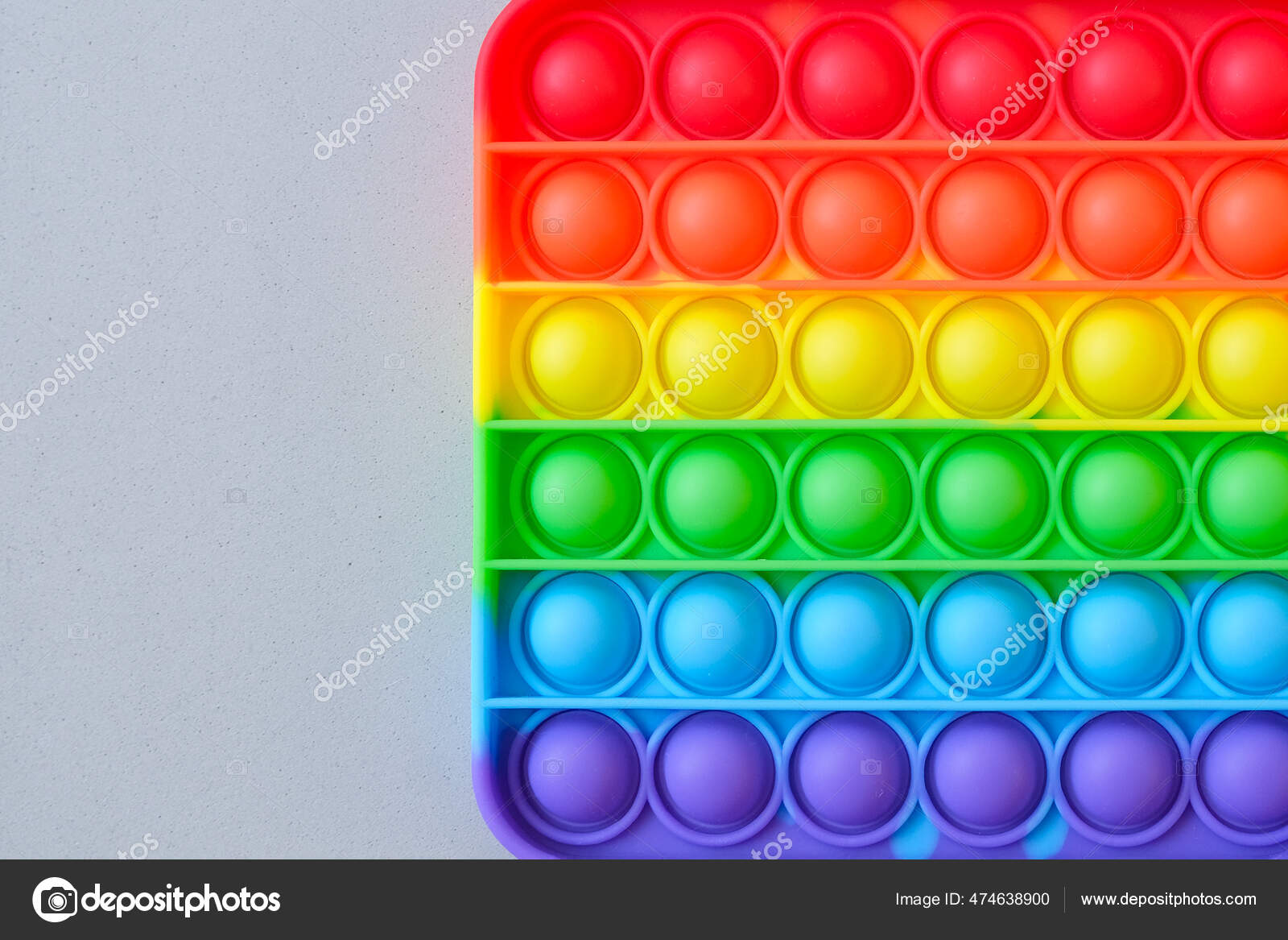 Rainbow Pop Toy Fidget Background Empty Copy Space Gray Background ...