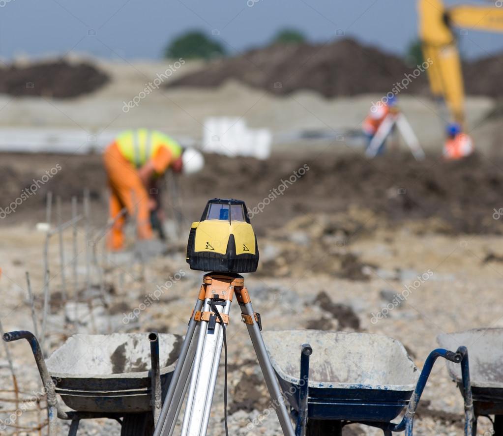 Surveying equipment at construction site — Stock Photo © budabar #77092711