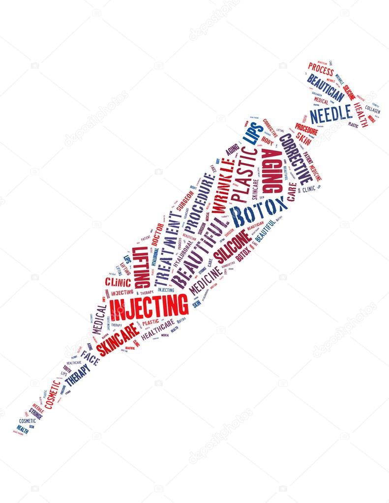Inyección de Botox, concepto de nube de palabras 2022