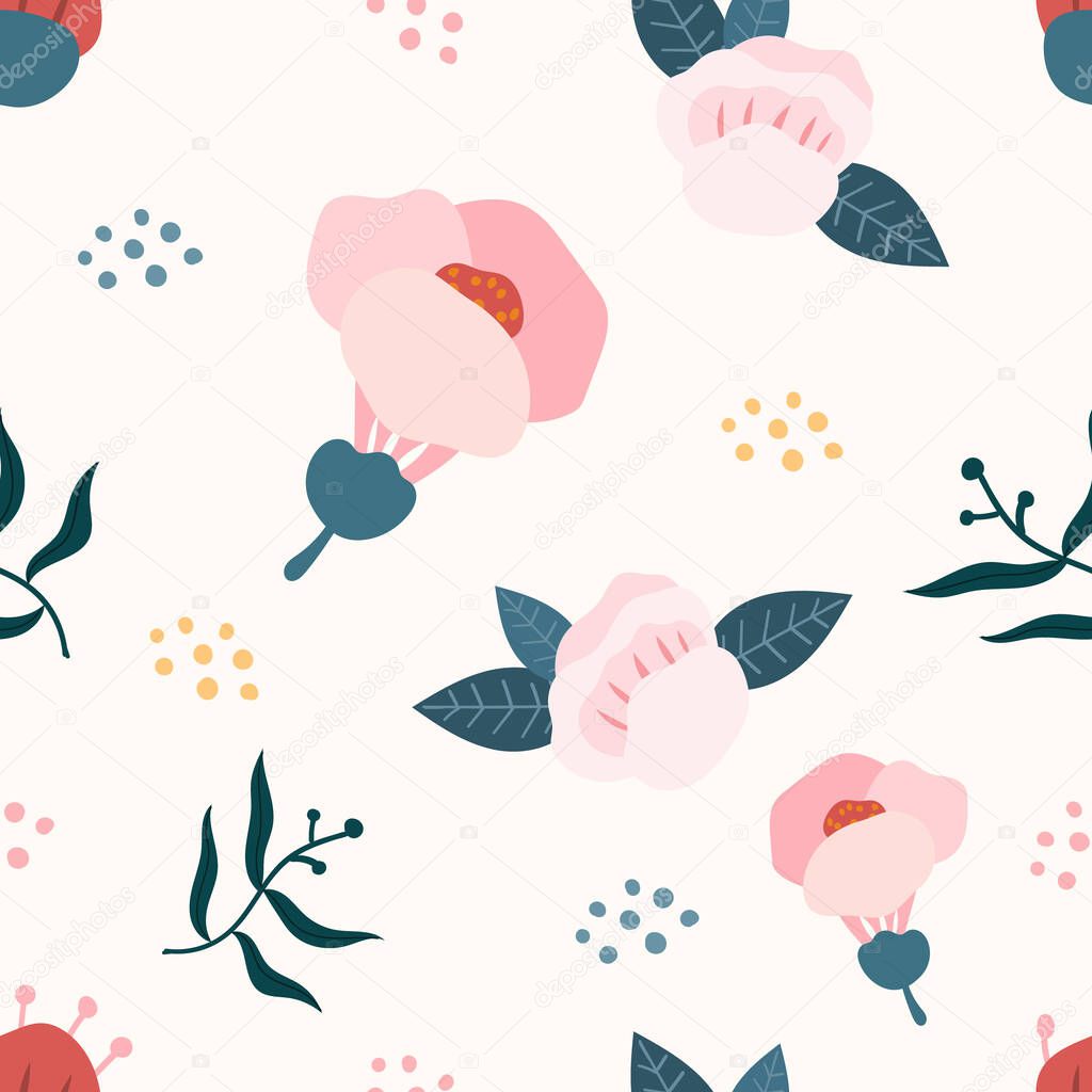 Patr n floral abstracto. Patr n sin costuras con flores y hojas. Dise o para tela, textil, papel ...