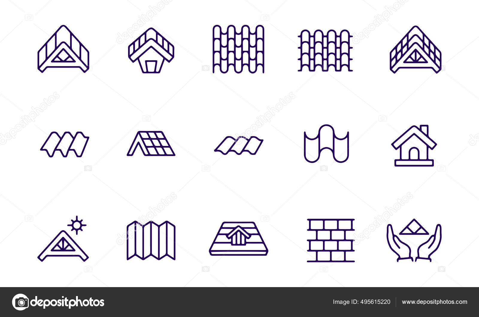 Roof Icon Set Vector Design Stock Vector by ©medtazi2000 495615220