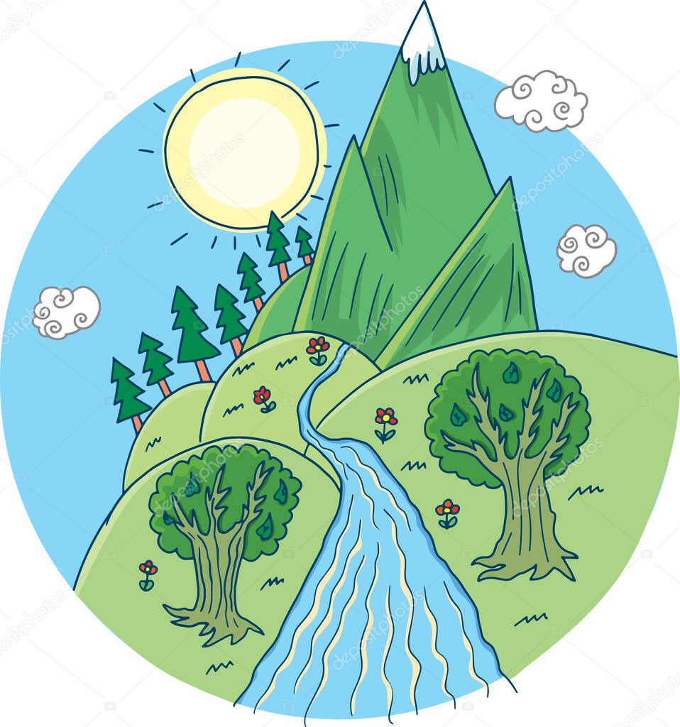 ilustración de la conservación de la naturaleza en el dibujo de un niño ... ilustración de la conservación de la naturaleza en el dibujo de un niño ...