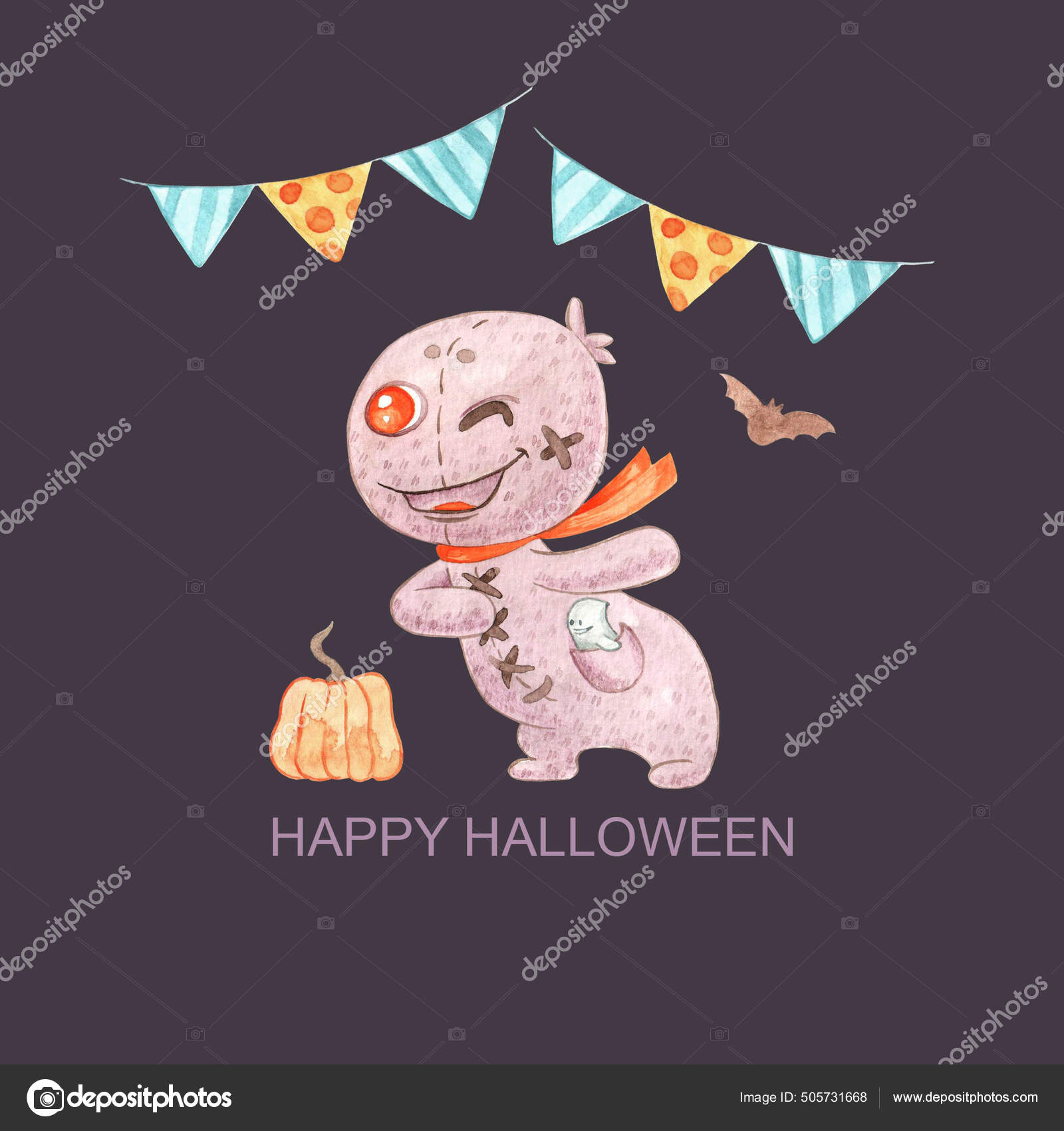 Square Card Cute Voodoo Doll Template Halloween Party Greeting Card ...