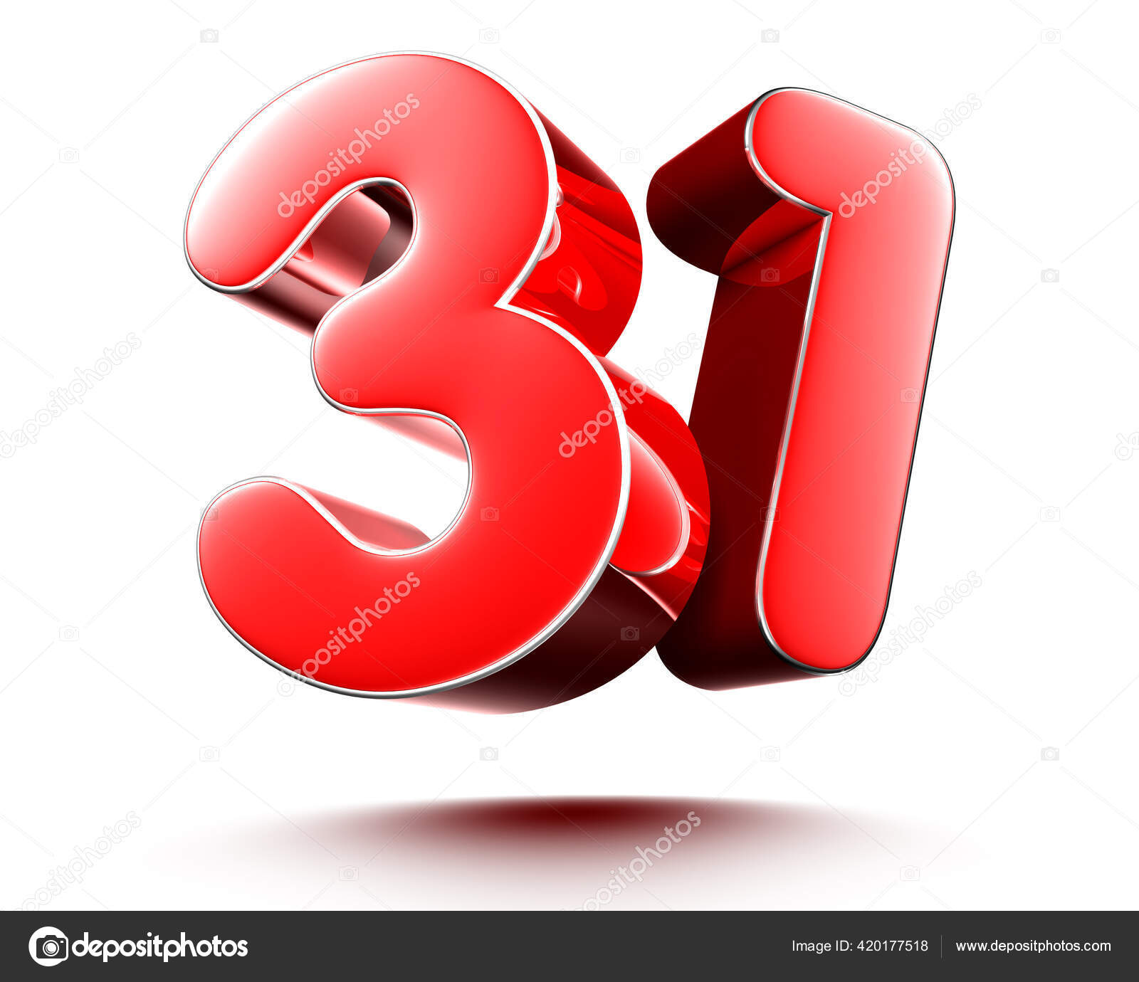 Red Numbers Isolated White Background Illustration Rendering Clipping ...