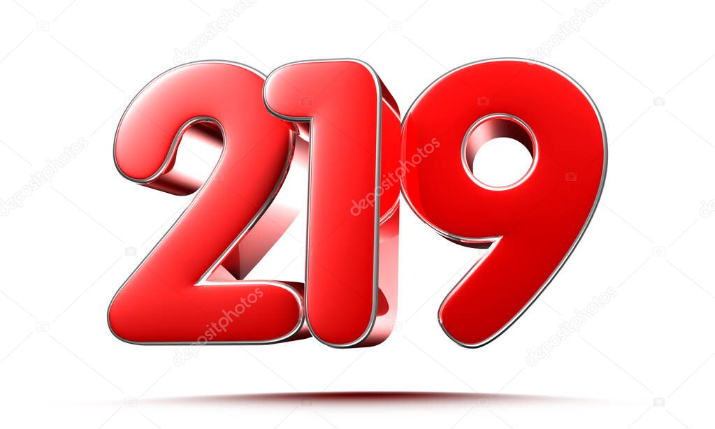N meros rojos redondeados 219 sobre fondo blanco Ilustraci n 3D con ruta de recorte 2024
