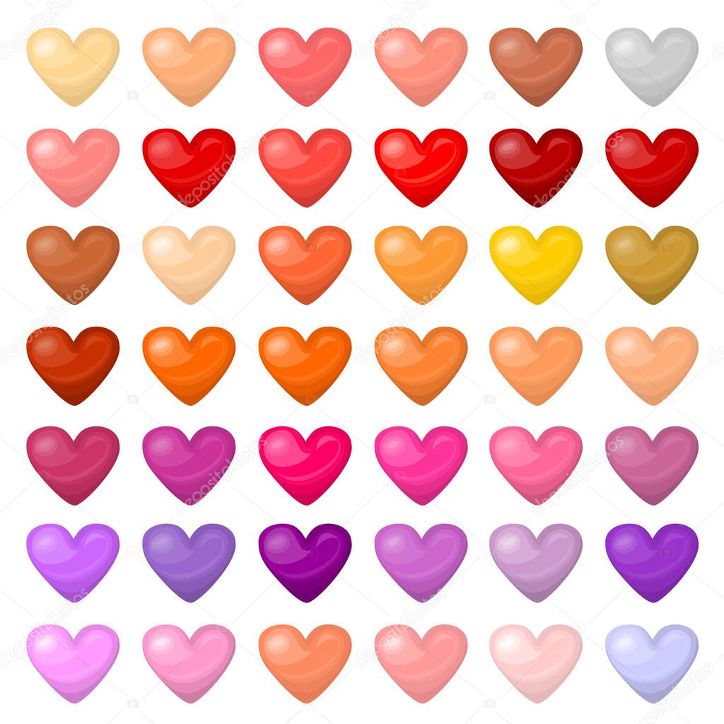 Set of colorful hearts. Palitra of different colors Stock Photo by ...