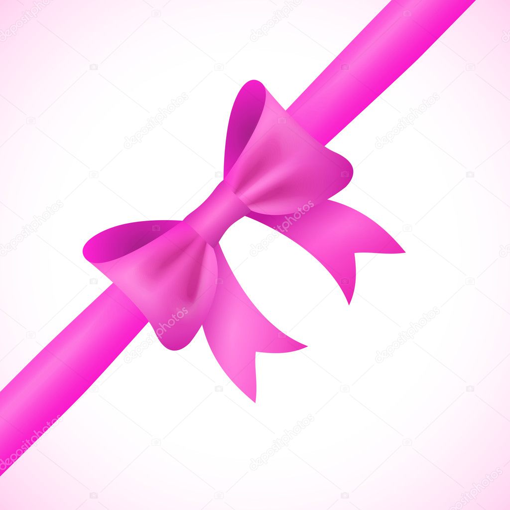 Big shiny pink bow and ribbon on white background. — Stock Photo ...