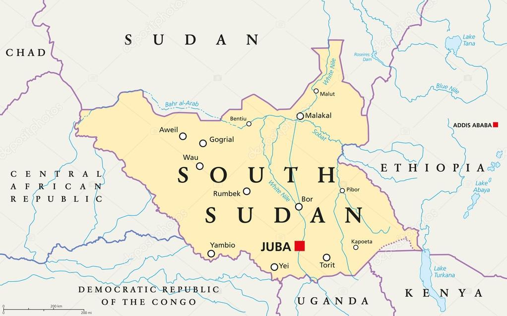 South Sudan Political Map Stock Vector Image by ©Furian #115427918