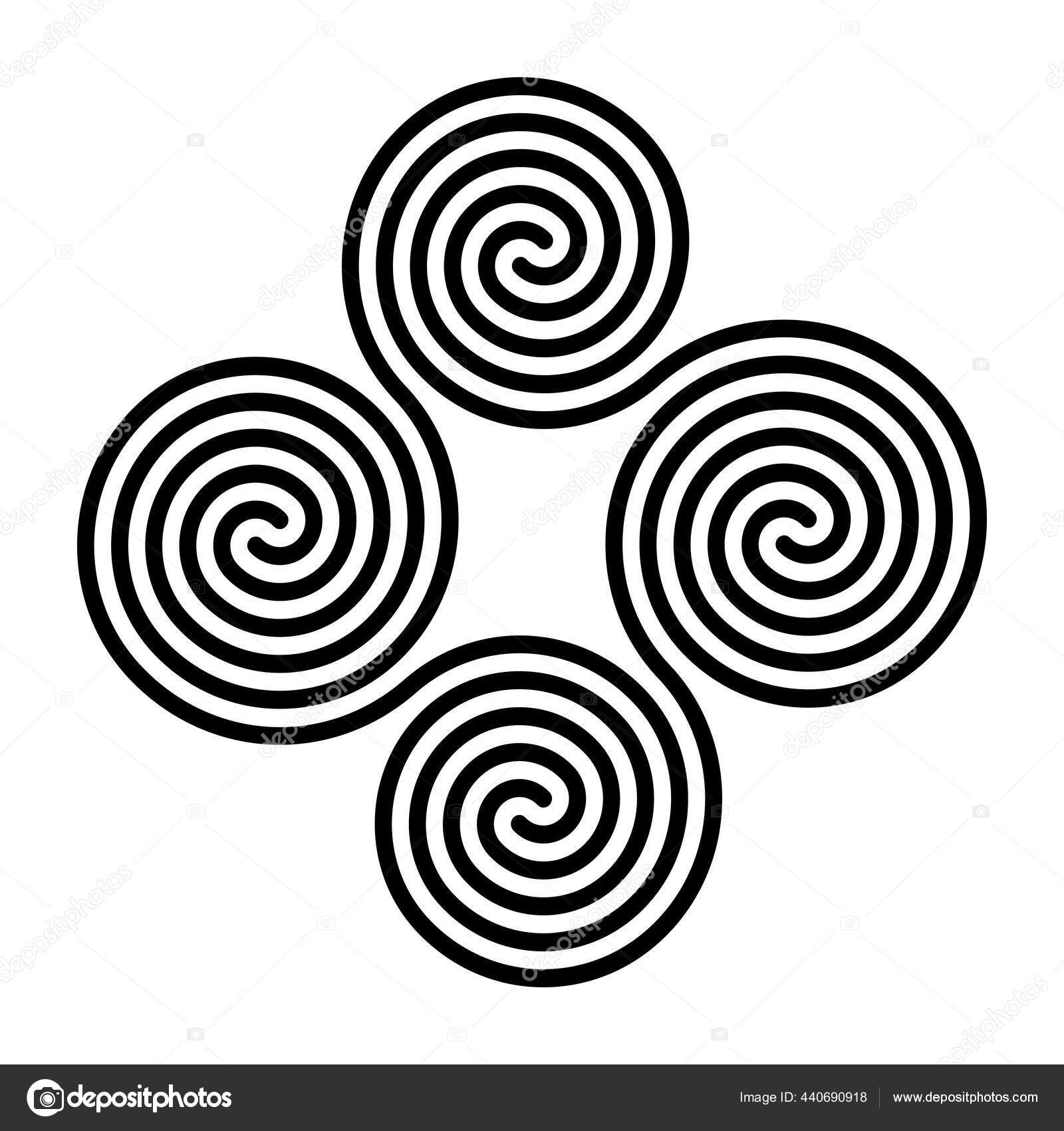 Four Connected Celtic Double Spirals Quadruple Spiral Formed Four ...