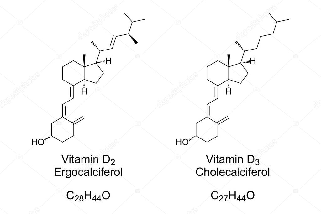 Vitamina D2 Y Vitamina D3 Estructura Química Y Fórmula Esquelética