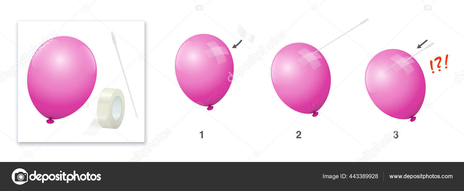 Globo Con Tiras Adhesivas Que Revienta Cuando Pica Con Una Vector de ...