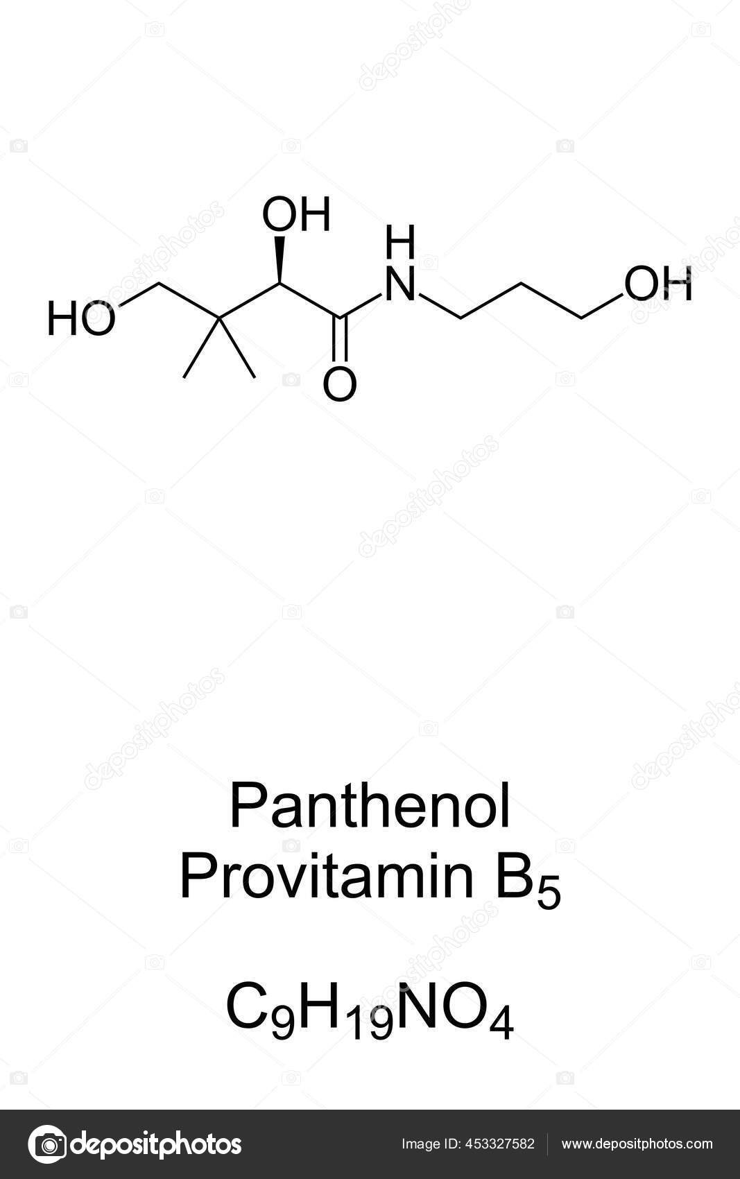 Panthenol Provitamin Chemical Formula Skeletal Structure Also Called ...