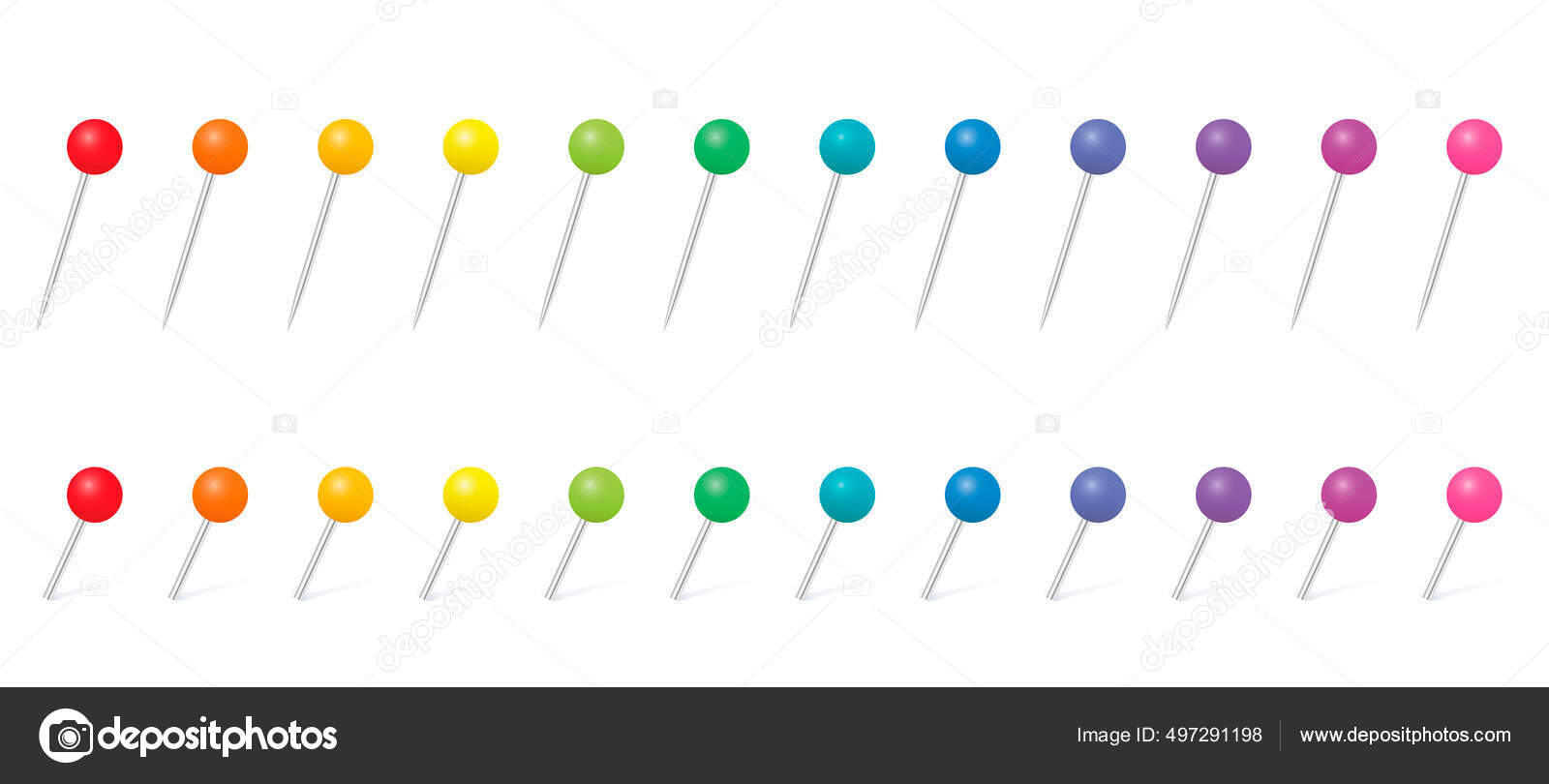Colorful Pins Colored Set Free Inserted Pins Isolated Vector ...