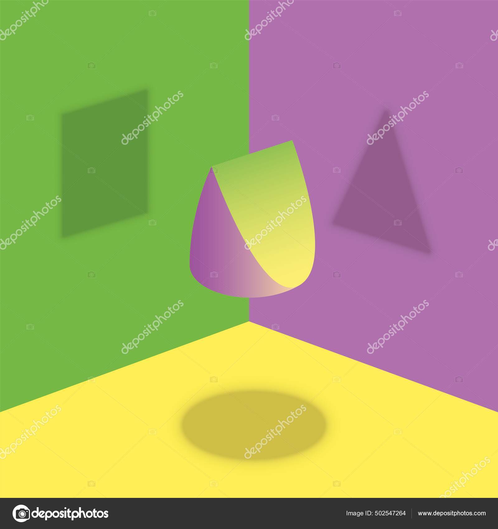 Different Shadows One Object Triangular Square Shadow Wedge Shaped Item ...