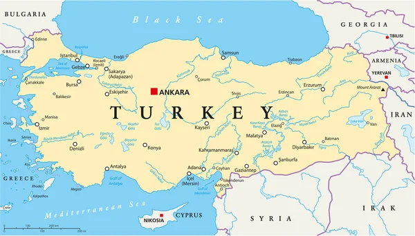 Mapa político de Turquía — Vector de stock © Furian #53816051