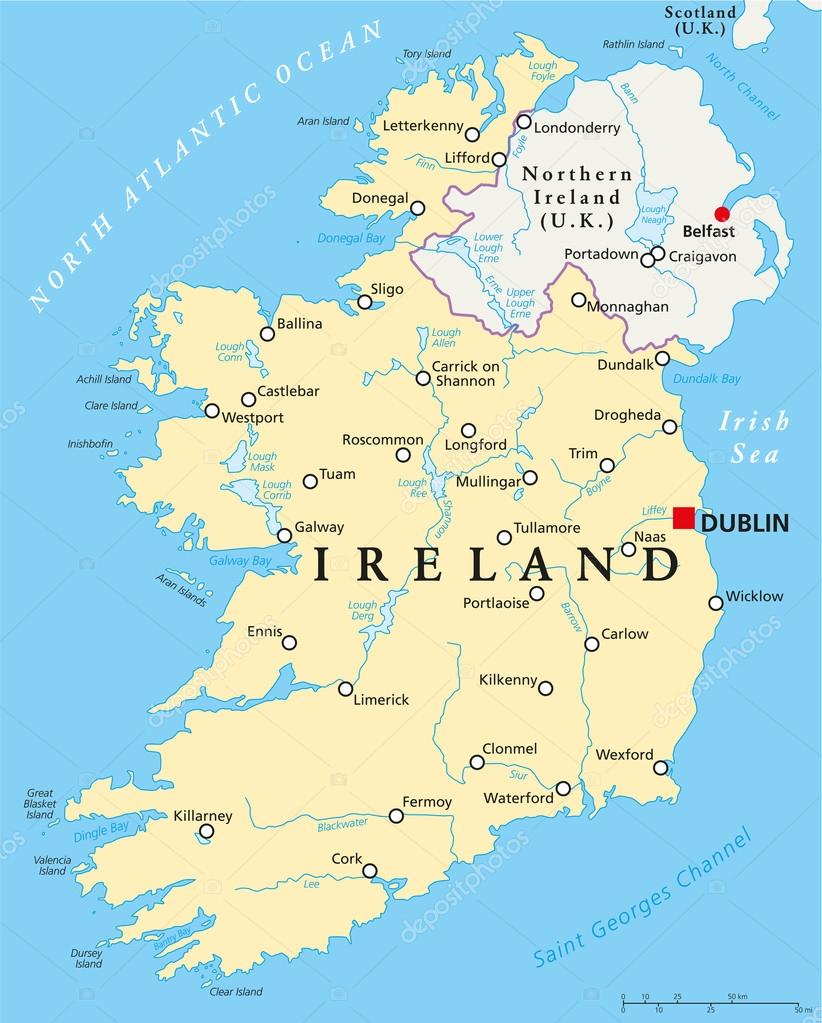 Mapa político de Irlanda 2024