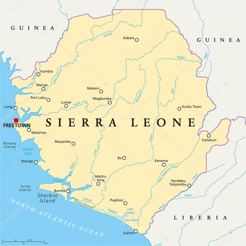 Mapa político de Sierra Leona vector, gráfico vectorial © Furian imagen ...
