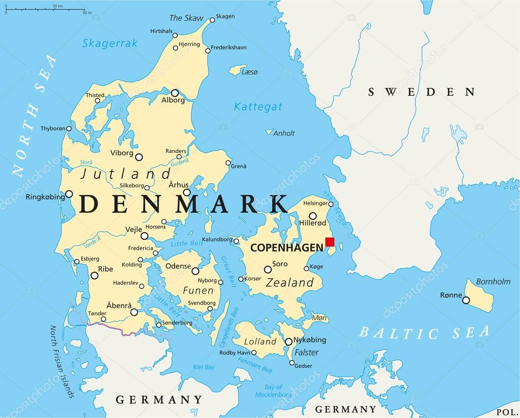 Danemark Carte Politique