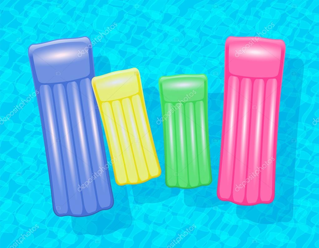 Air Mattresses Swimming Pool Water Family — Stock Vector © Furian #70036319