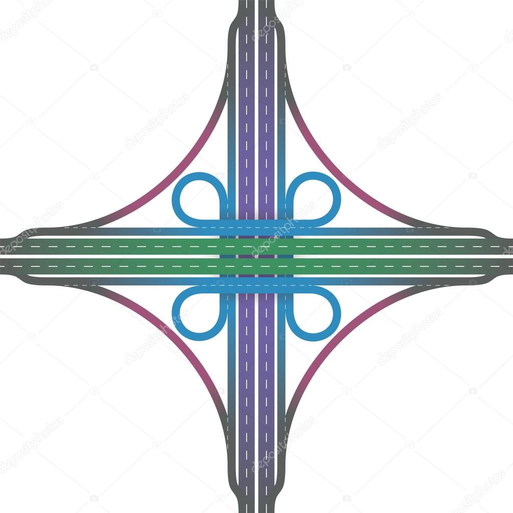 Road Junction Cloverleaf Interchange Colors Stock Vector Image by ...