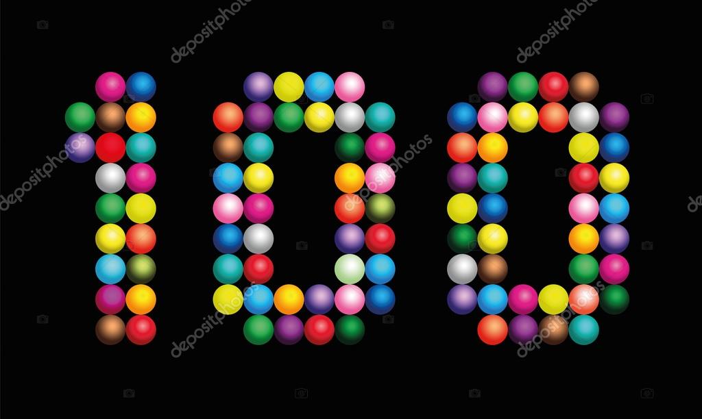 Hundred Balls Shiny Beads Number Black — Stock Vector © Furian #80553004