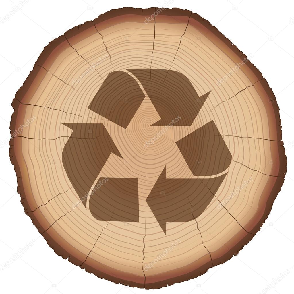 Tronco de árbol de símbolo de reciclaje de madera Stock Vector by ...