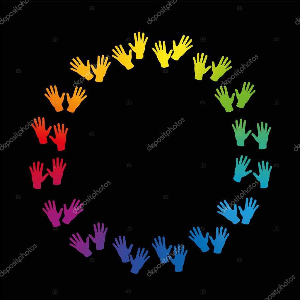 Hands Round Frame Rainbow Colored Circle Stock Vector by ©Furian 90178056