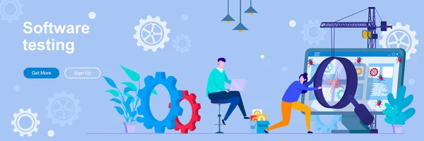 Programming Software Landing Page People Characters Programs Development Web Banner Stock Vector ...