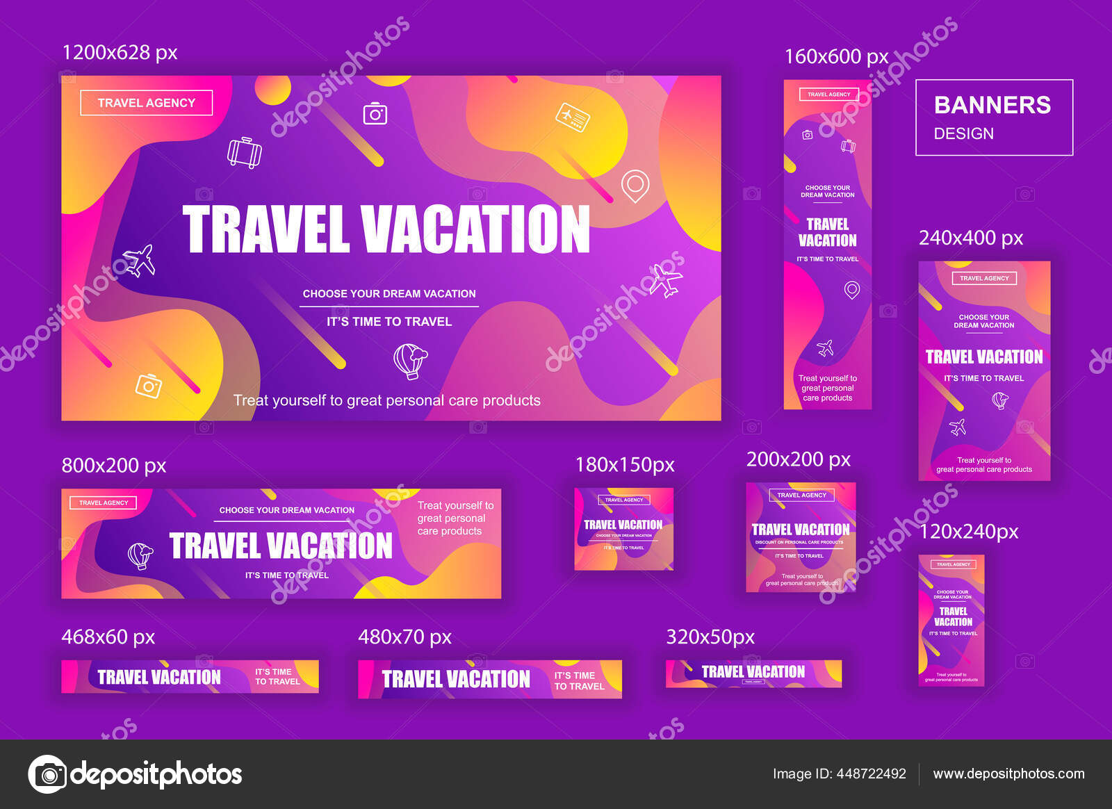 Collection web banners different sizes for mobile and social networks ...