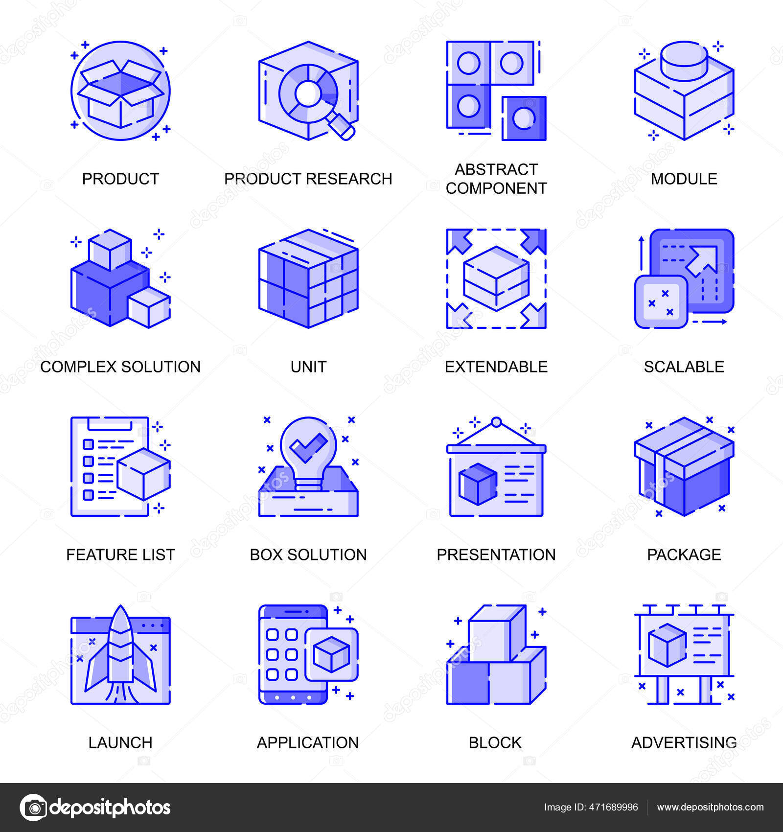 Abstract Product web flat line icons set. Pack outline pictogram of ...