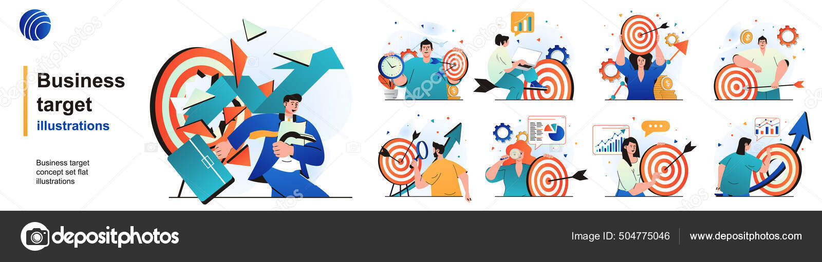 Business target isolated set. Goals achievement, success strategy in ...