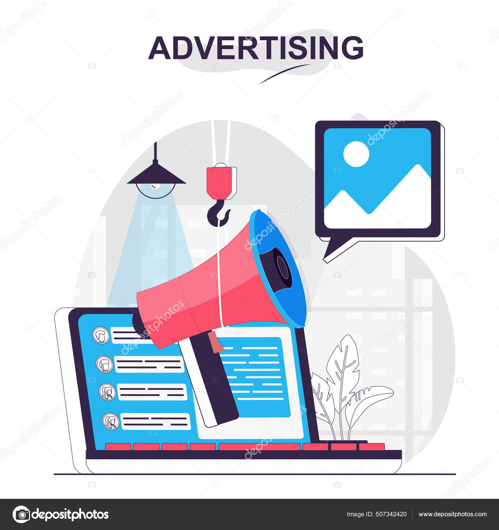 Publicidad concepto de dibujos animados aislados. Estrategia de ...