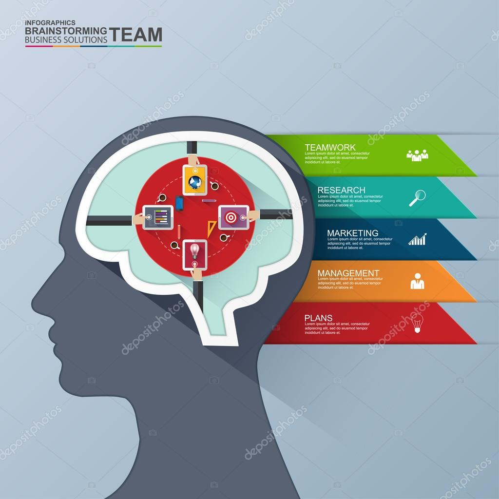 Infographics brainstorming vector flat design template — Stock Vector ...