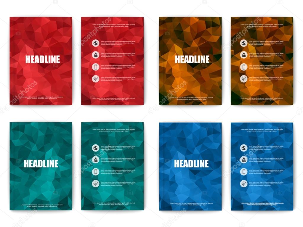 Set of polygonal vector design template layout for magazine poster ...