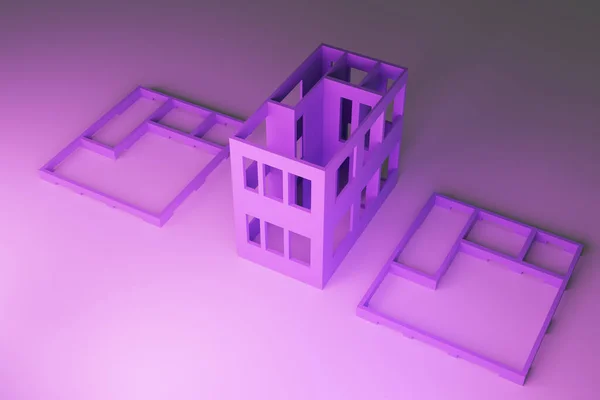 Illustration of a city building. Model of a two-storey house without a ...