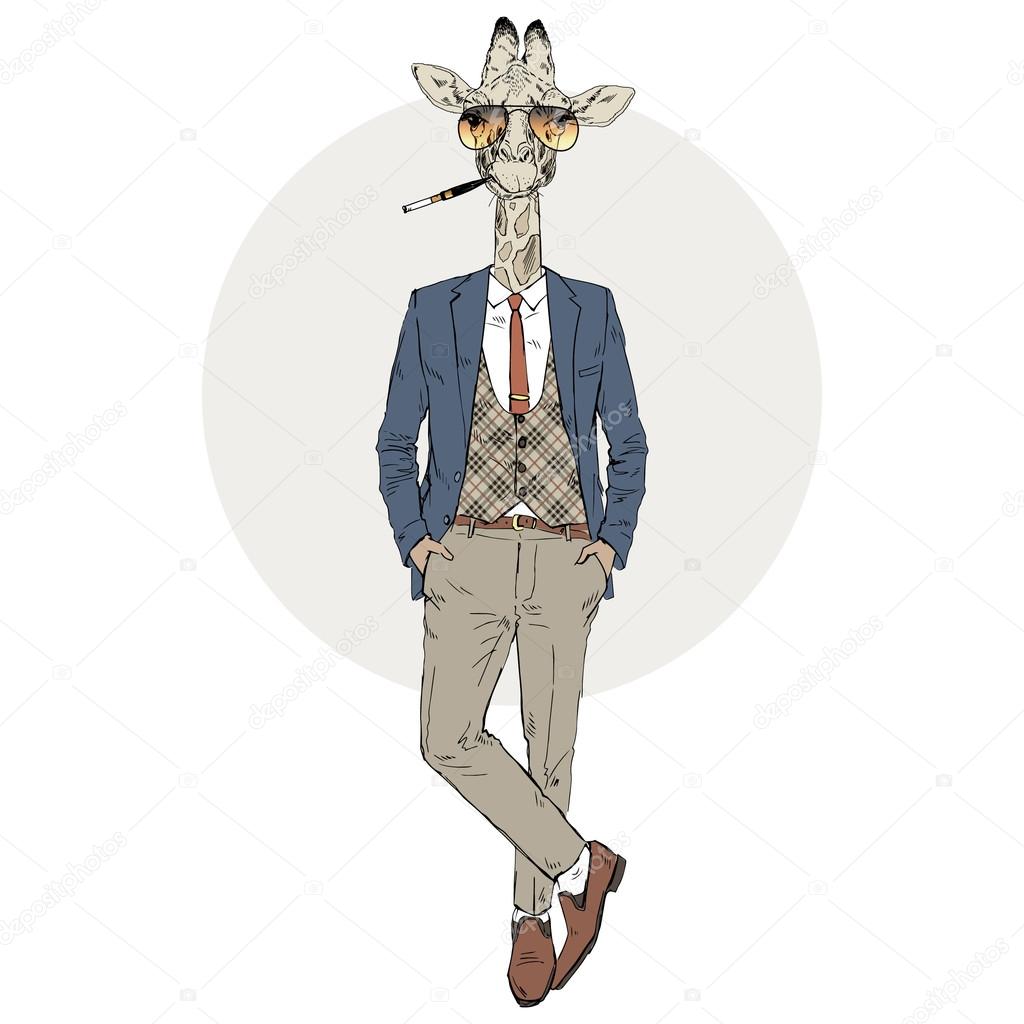 Giraffe man in retro chic style Stock Vector by ©olga.angelloz 108543270