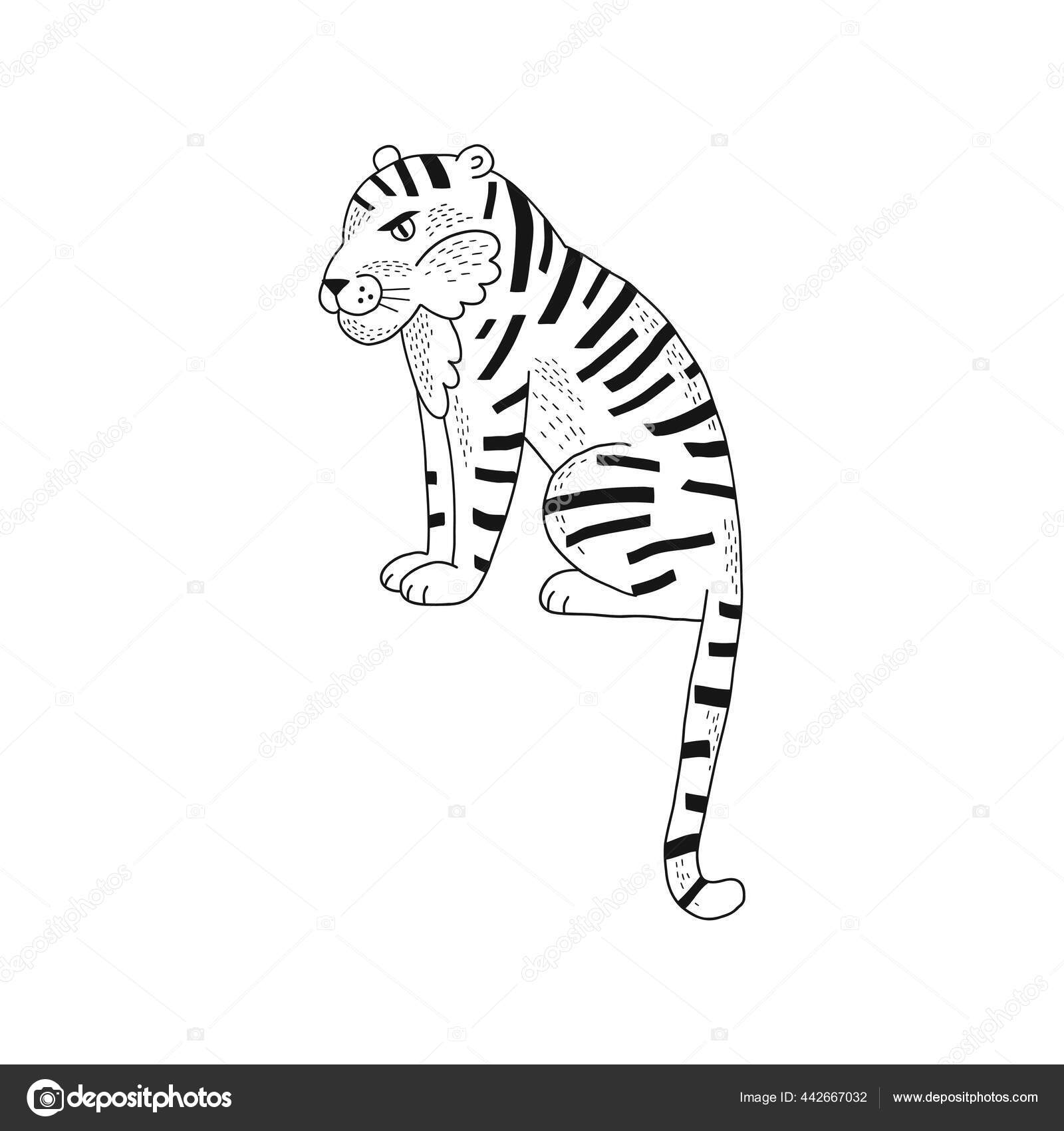 Aranyos vad tigris rajzfilm macska elszigetelt illusztráció Stock ...