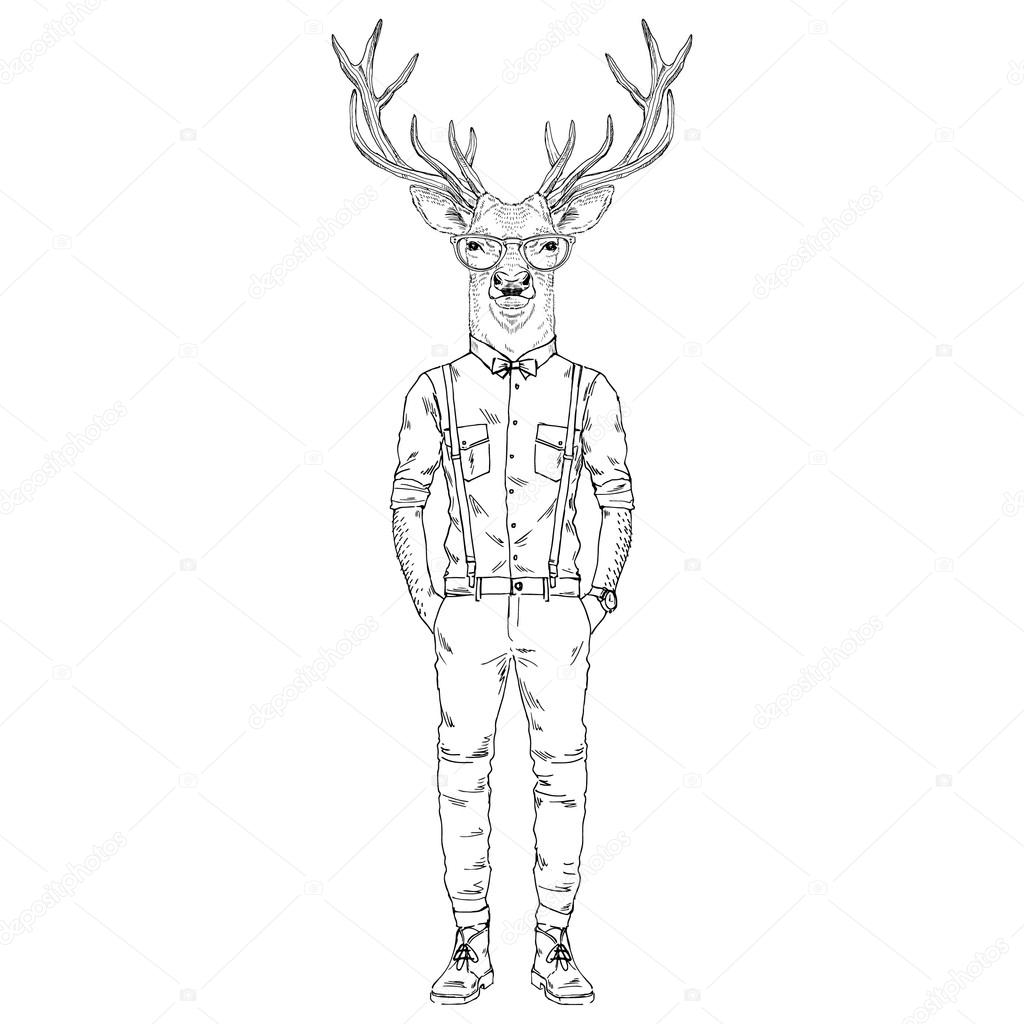 Hipster Deer Drawing