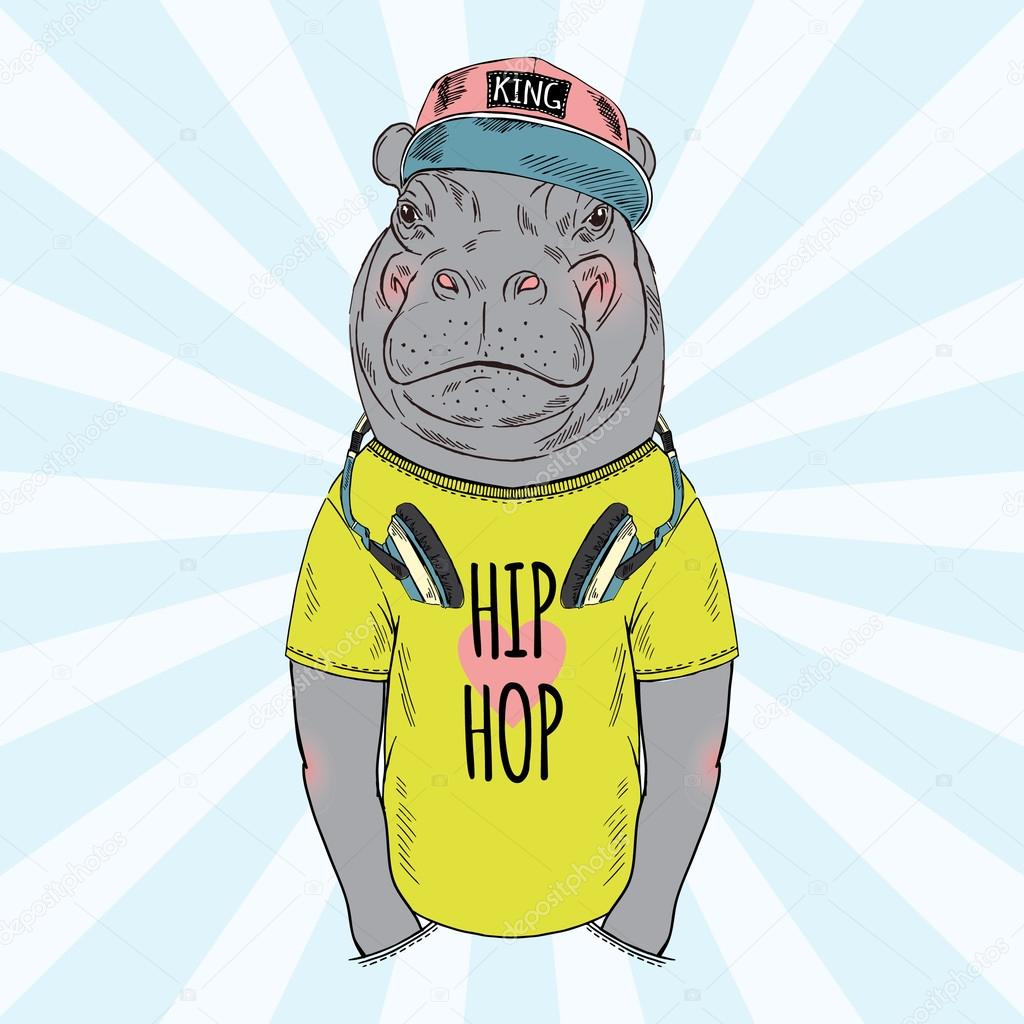 Hippo boy with headphones Stock Vector Image by ©olga.angelloz #94669450